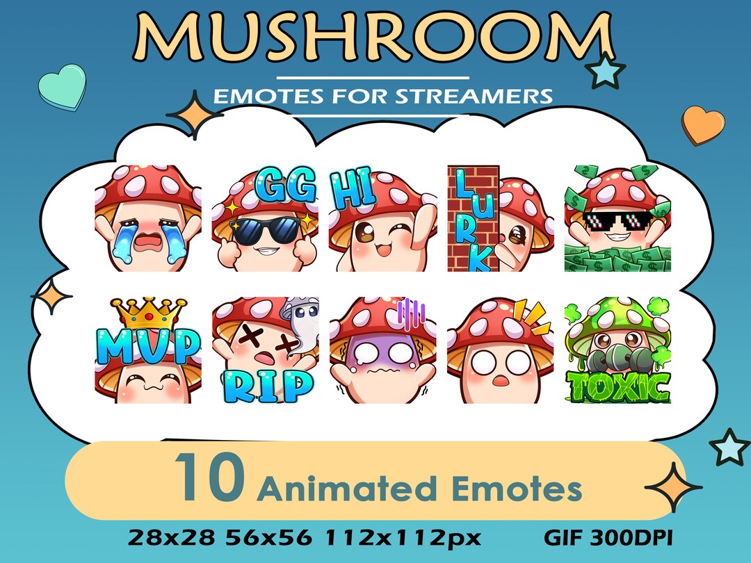 Mushroom Animated Emotes: Twitch & Discord Streamer Emotes (digital ...