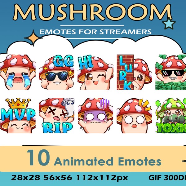 Mushroom Animated Emotes - Etsy