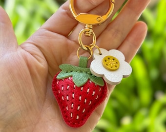 Genuine Leather Soft Lemon Key Fob, Cute Handcrafted Bag Charm ...