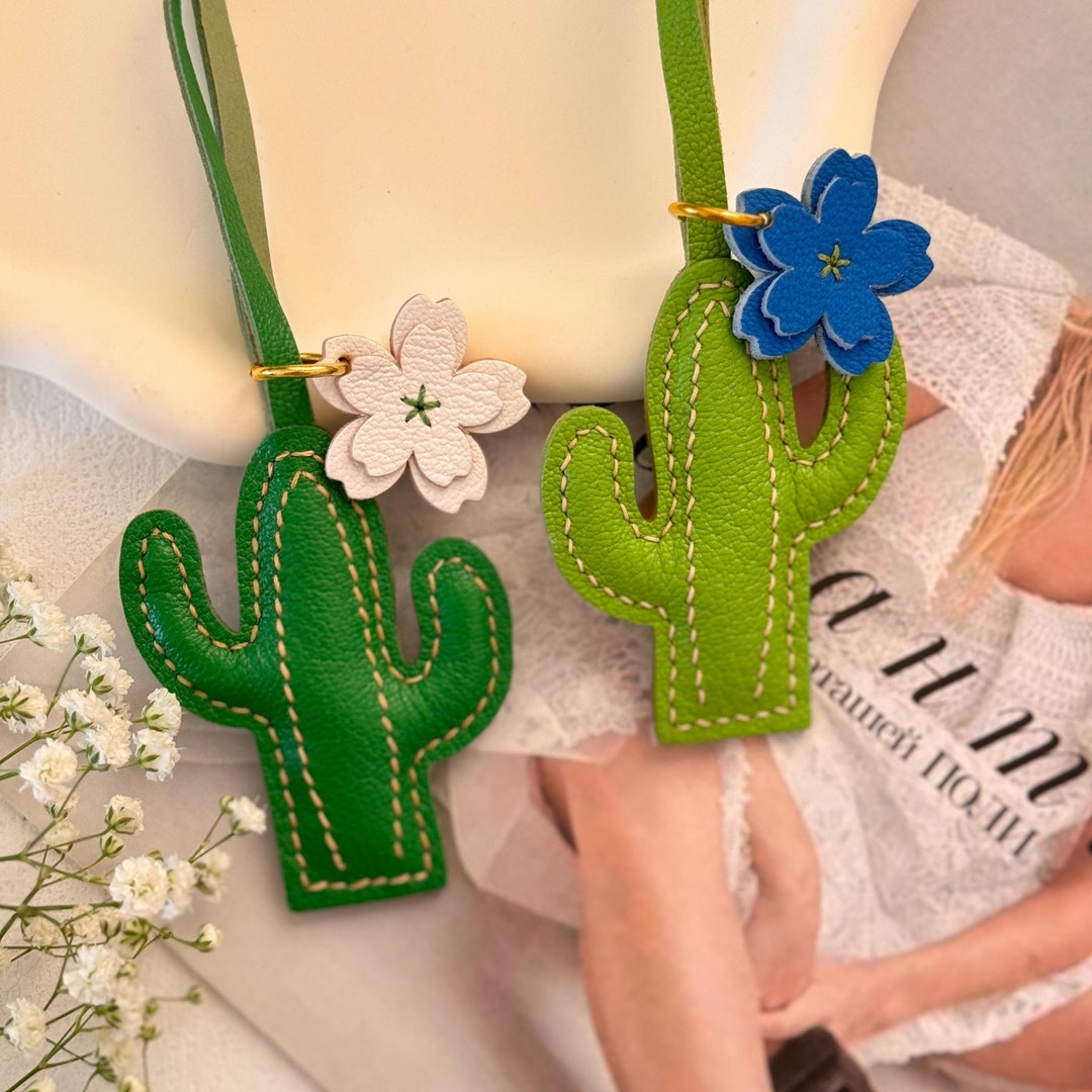 Leather Cactus Bag Charm, Handcrafted Purse/backpack Accessory - Etsy