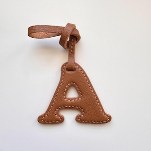 Personalized Initial Name Leather Bag Charm, Custom Handmade Keychain ...