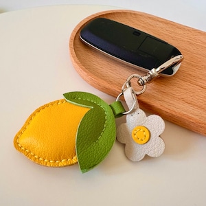 Genuine Leather Soft Lemon Key Fob, Cute Handcrafted Bag Charm ...