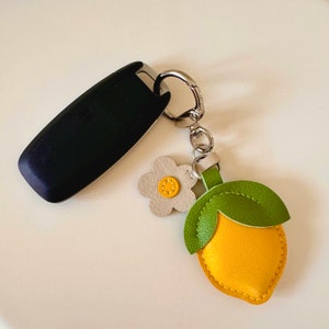 Genuine Leather Soft Lemon Key Fob, Cute Handcrafted Bag Charm ...