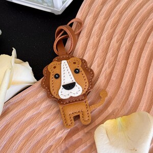 REAL Leather Lion Keychain, Soft Leather Bag Charm , Cute Animal Purse ...