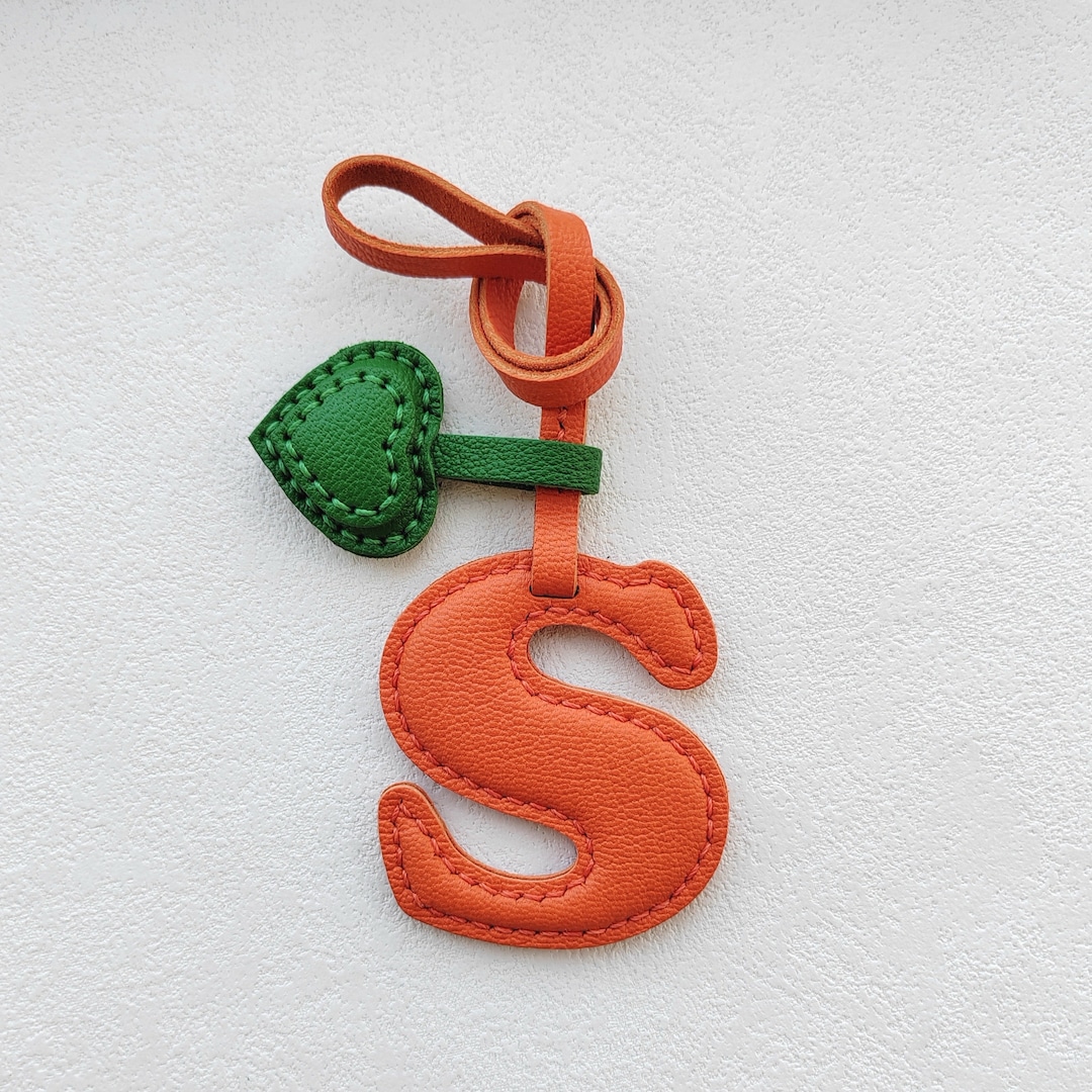 Personalized Initial Name Leather Bag Charm, Custom Handmade Keychain ...