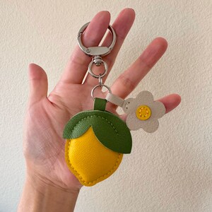 Genuine Leather Soft Lemon Key Fob, Cute Handcrafted Bag Charm ...