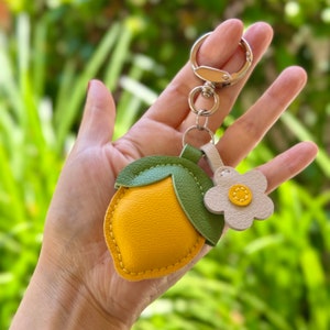 Genuine Leather Soft Lemon Key Fob, Cute Handcrafted Bag Charm ...