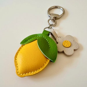 Genuine Leather Soft Lemon Key Fob, Cute Handcrafted Bag Charm ...