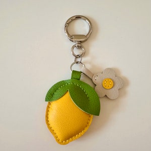 Genuine Leather Soft Lemon Key Fob, Cute Handcrafted Bag Charm ...
