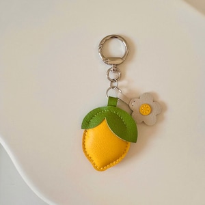 Genuine Leather Soft Lemon Key Fob, Cute Handcrafted Bag Charm ...