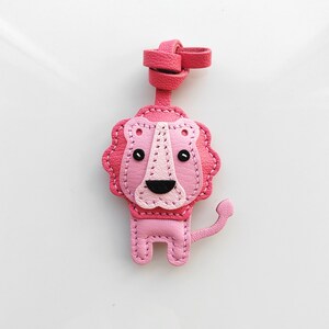 REAL Leather Lion Keychain, Soft Leather Bag Charm , Cute Animal Purse ...