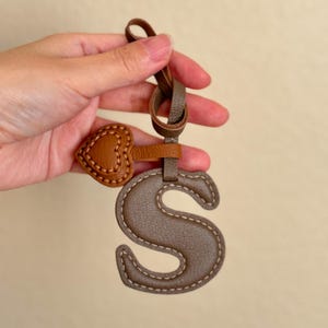 Personalized Initial Name Leather Bag Charm, Custom Handmade Keychain ...