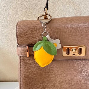 Genuine Leather Soft Lemon Key Fob, Cute Handcrafted Bag Charm ...