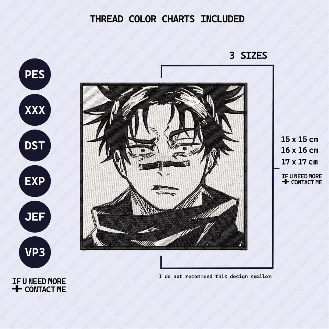 Choso Jujutsu Kaisen Anime Embroidery File 3 Sizes, JJK Inspired. - Etsy