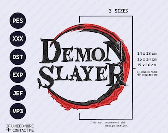 Demon Slayer Text Logo Anime Embroidery File 3 Sizes, Inspired. - Etsy