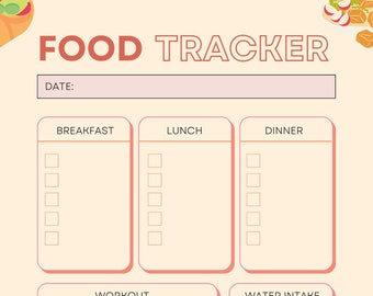 Food Tracker Download, Daily Food Tracker, Download,printable - Etsy