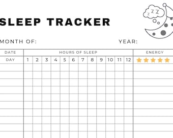 Sleep Tracker Printable and Fillable PDF - Etsy