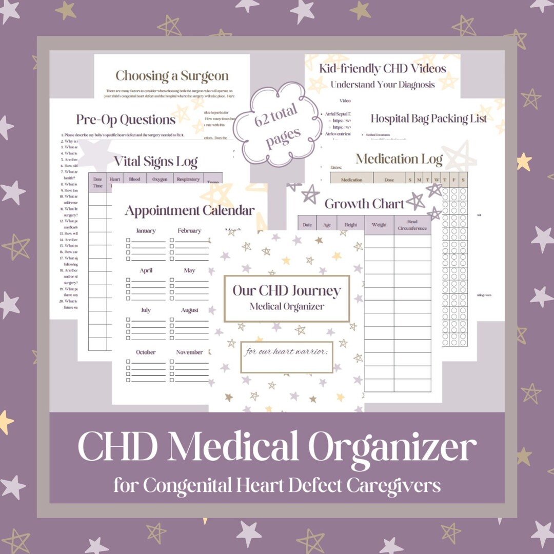 CHD Medical Organizer Binder Congenital Heart Defect Medical Planner ...