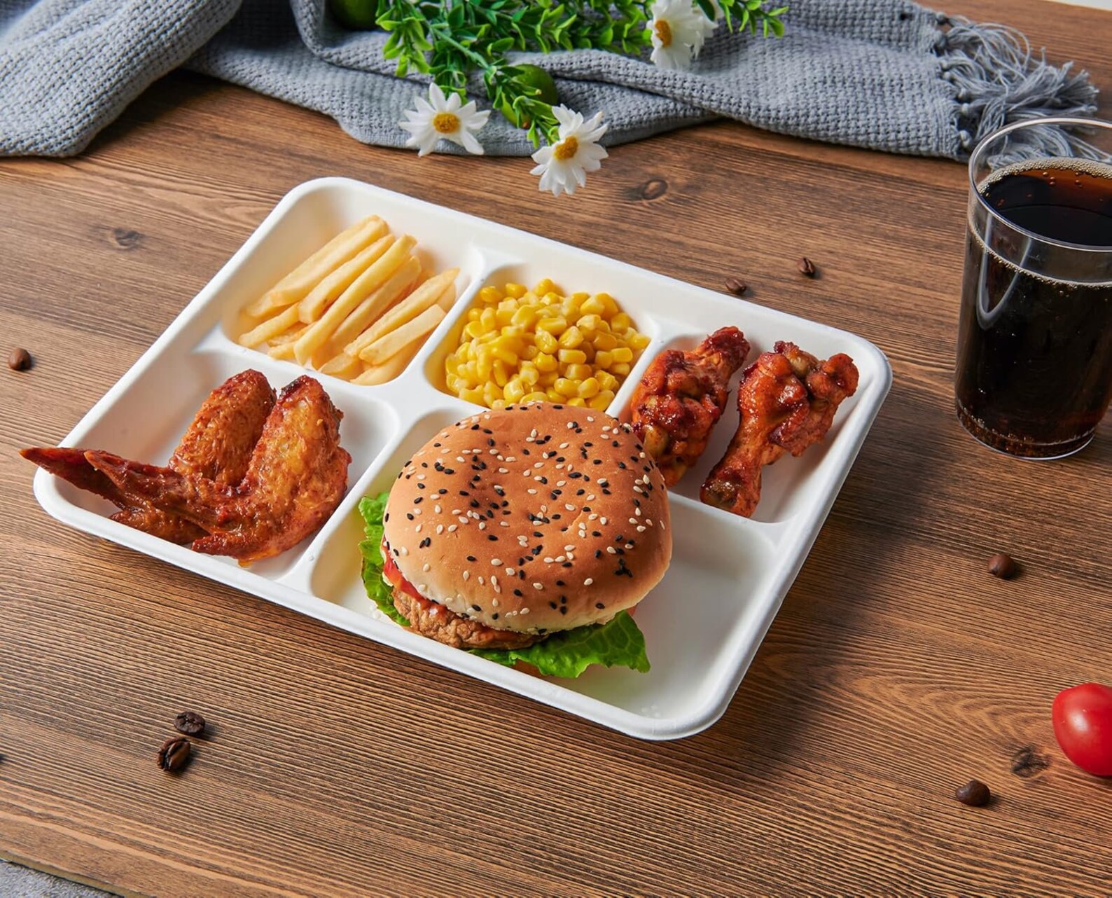 500 Plates (trays) - 5 Compartment Bio-degradable, 100% Compostable ...