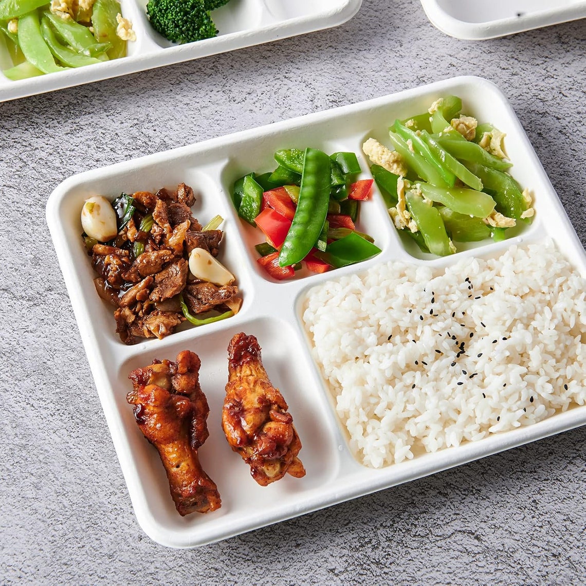 500 Plates (trays) - 5 Compartment Bio-degradable, 100% Compostable ...