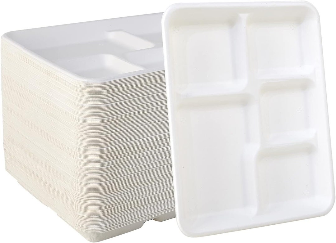 500 Plates (trays) - 5 Compartment Bio-degradable, 100% Compostable ...