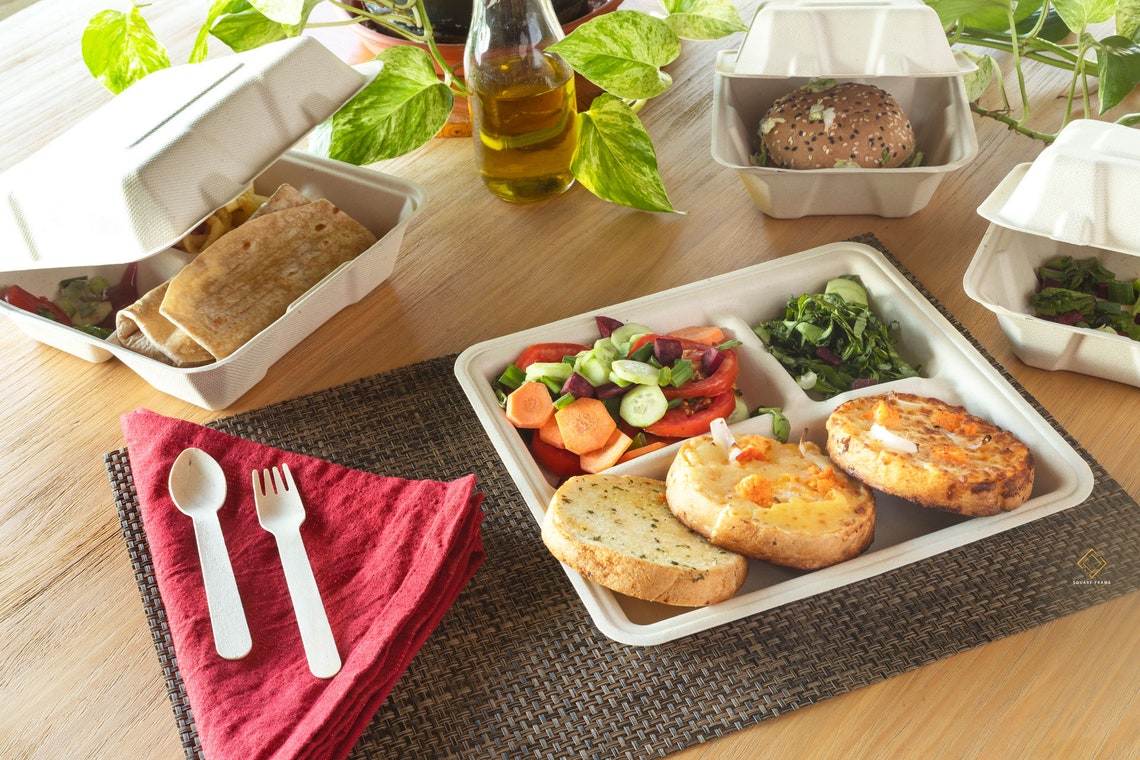 500 Plates (trays) - 5 Compartment Bio-degradable, 100% Compostable ...