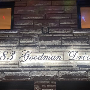 Custom House Address Signs | Modern Glossy Black Sign | White LED ...