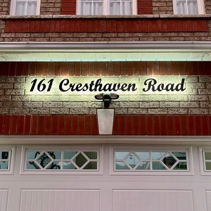 Custom House Address Signs | Modern Glossy Black Sign | White LED ...