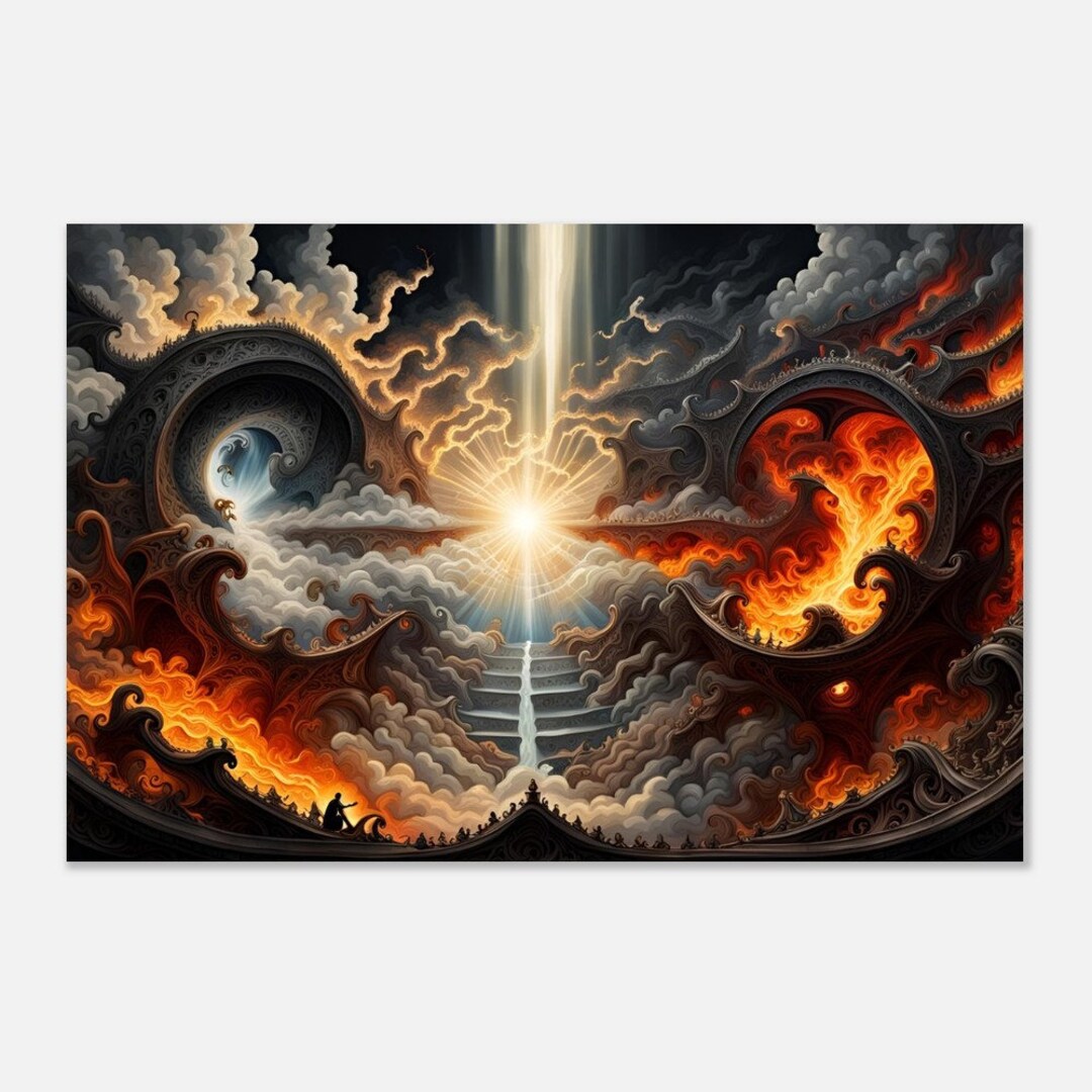 Aluminum Print Original Art heaven and Hell - Etsy