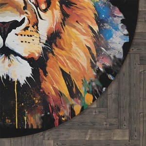 Lion Acrylic Splatter Paint Round Rug Israel Israeli Art Jewish Judaica ...