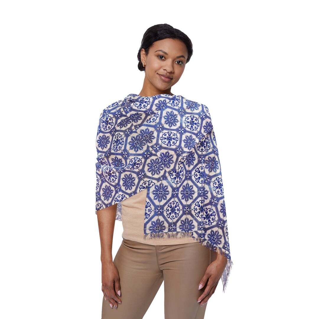Moroccan Blue Design Light Scarf - Israel Israeli Jewish Judaism ...
