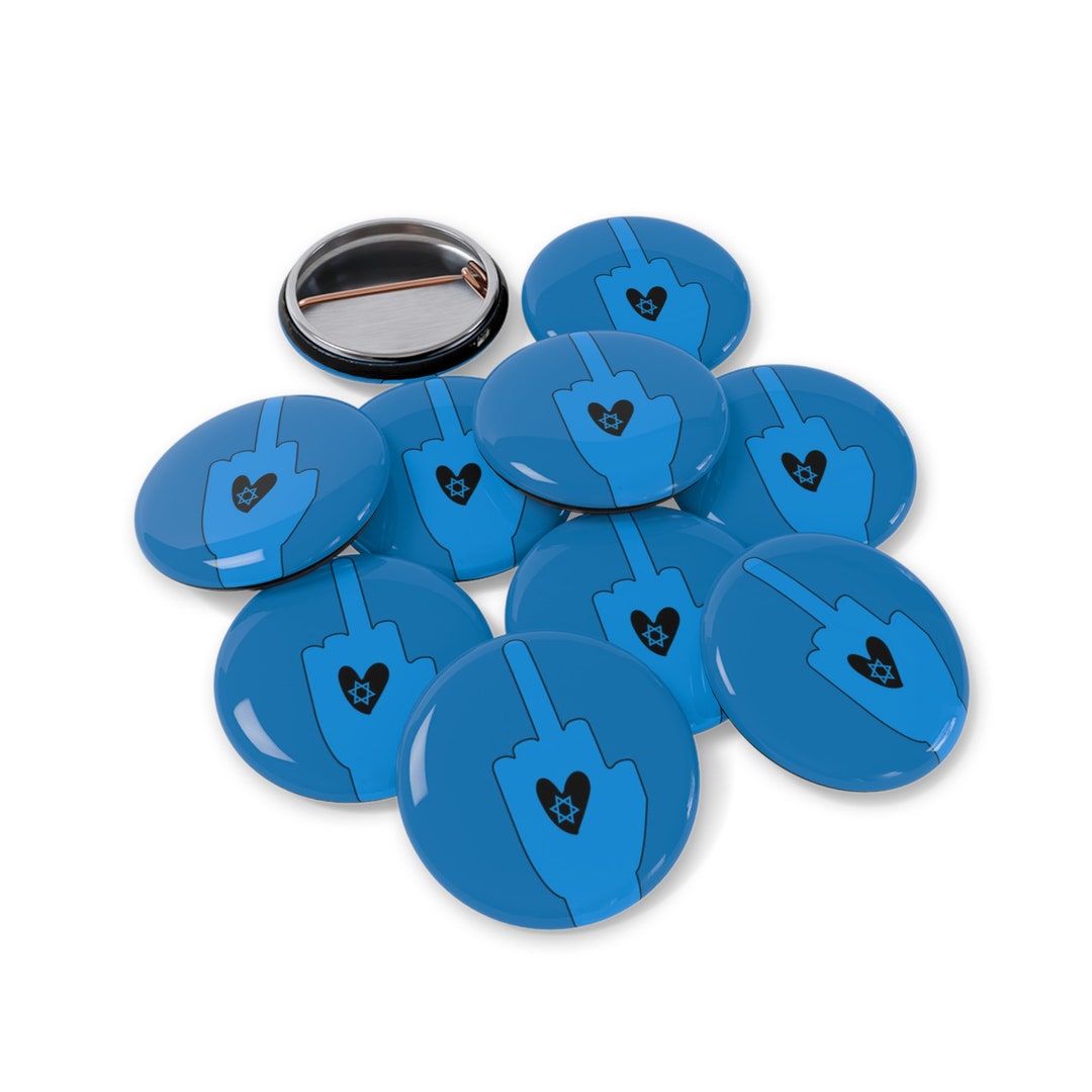 Blue Bloody Hands Middle Finger - Pin Buttons Pins - Israel Israeli ...
