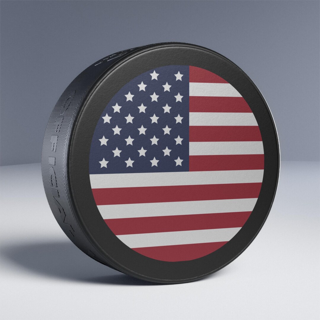 American Flag Puck USA Themed Hockey Puck Gift Hockey Puck Present Cool ...