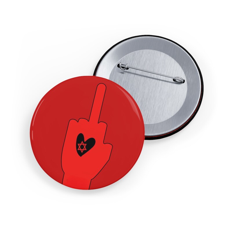 Red Bloody Hands Middle Finger Pin Buttons Pins Israel Israeli Jewish ...