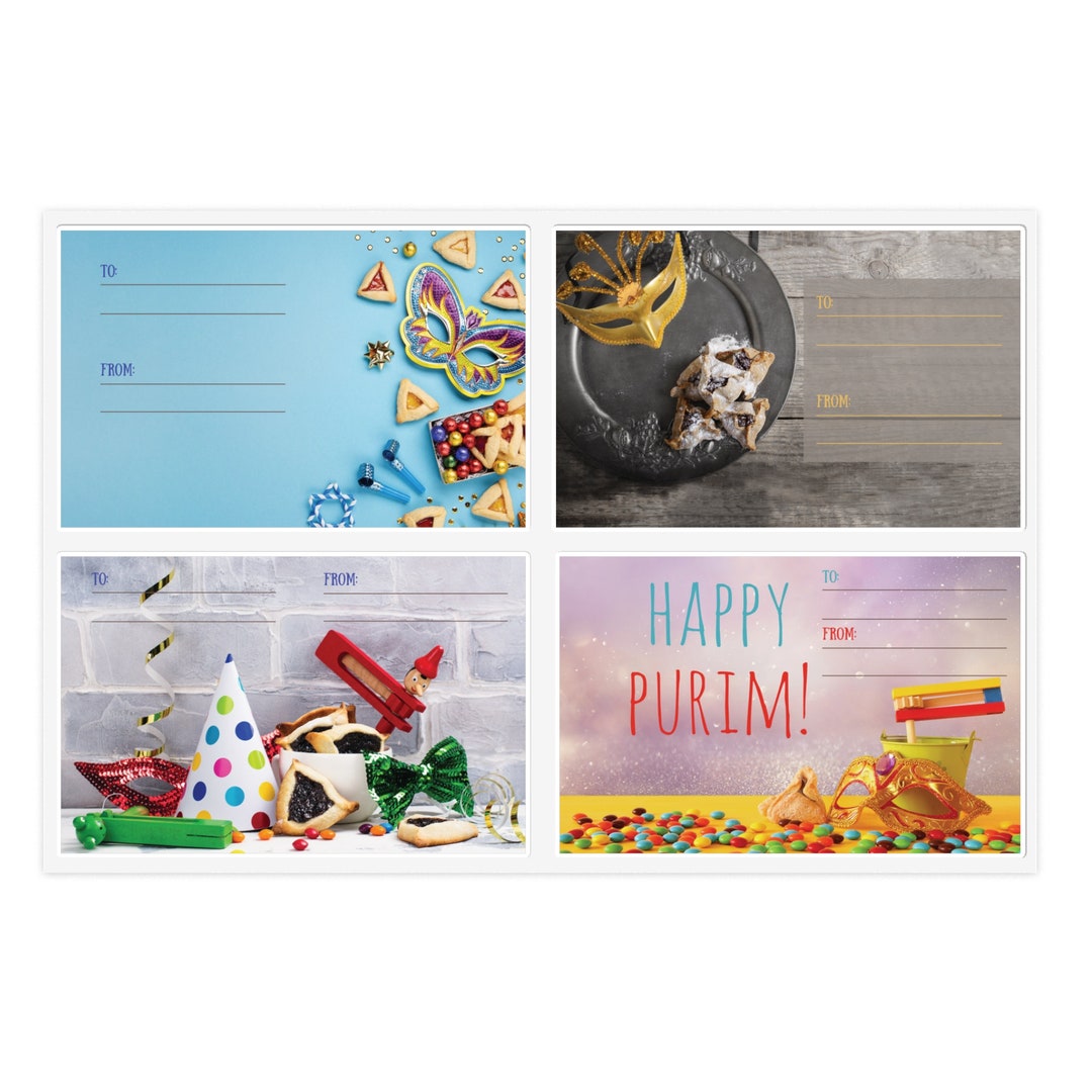 Purim Sameah Stickers - Vibrant Mishloach Manot Labels, Support Israel ...