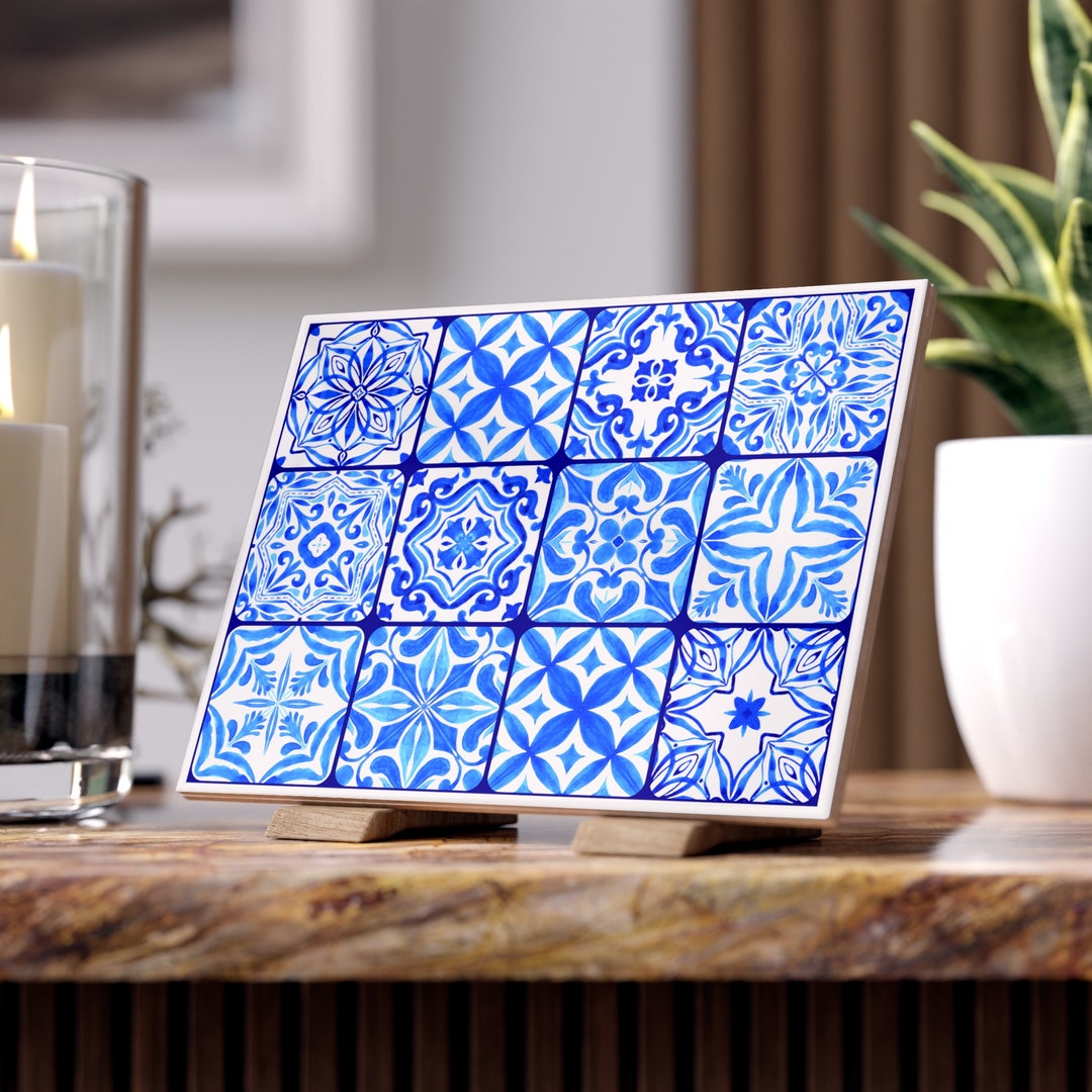 Blue and White Moroccan Design 2 - Jewish Art Judaica Judaism Israel ...