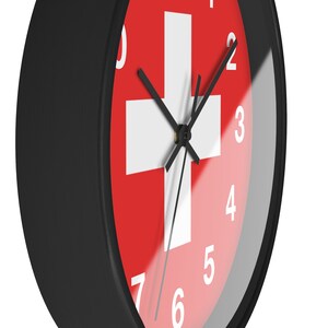 Swiss Flag Red Cross Style Switzerland Silent Wall Clock by Far Out ...