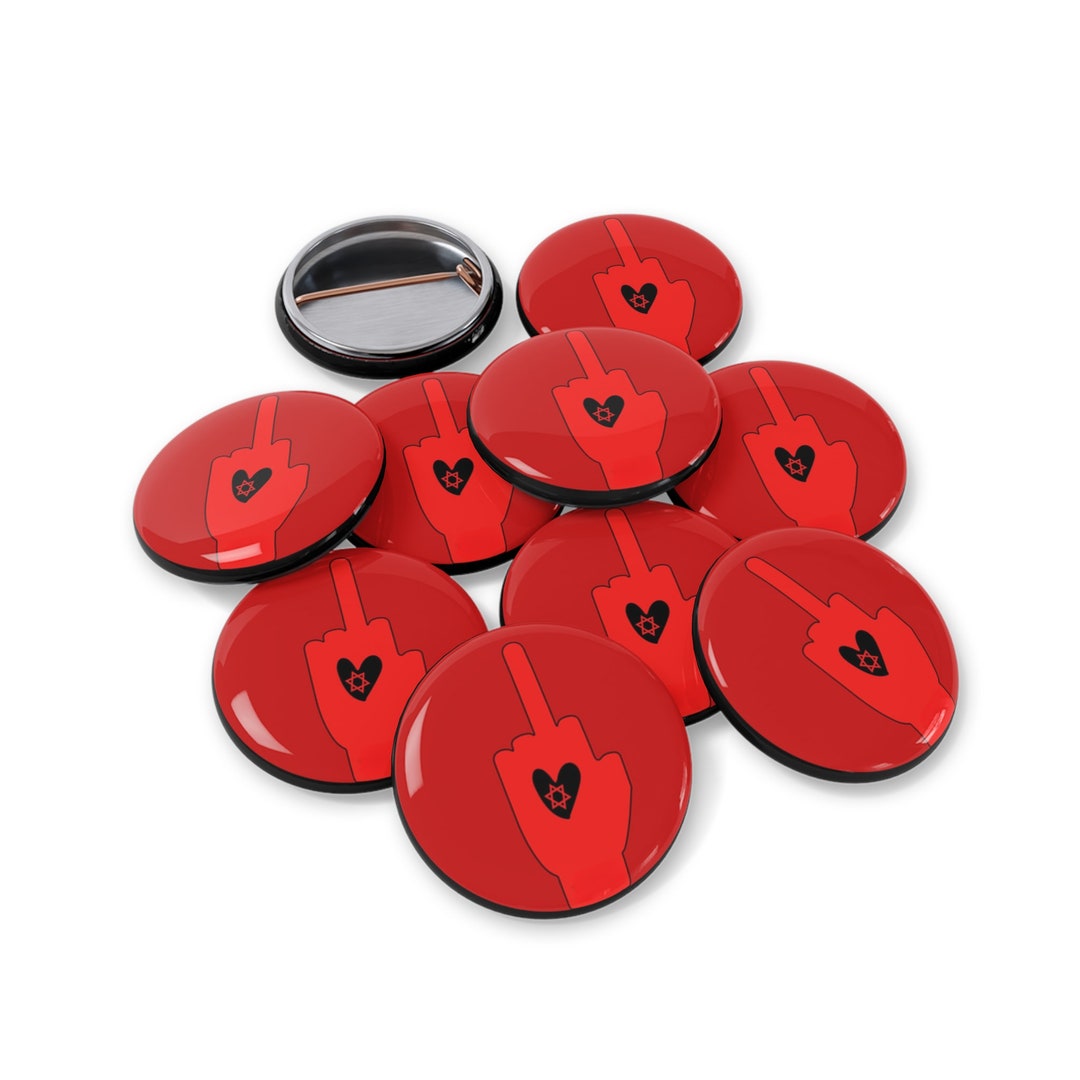 Red Bloody Hands Middle Finger Pin Buttons Pins Israel Israeli Jewish ...