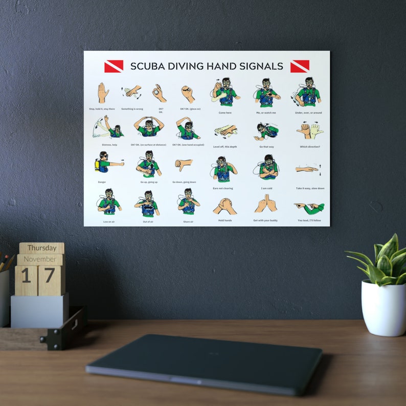 Scuba Diving Hand Signals on Premium Aluminum Panels Weather Resistant ...