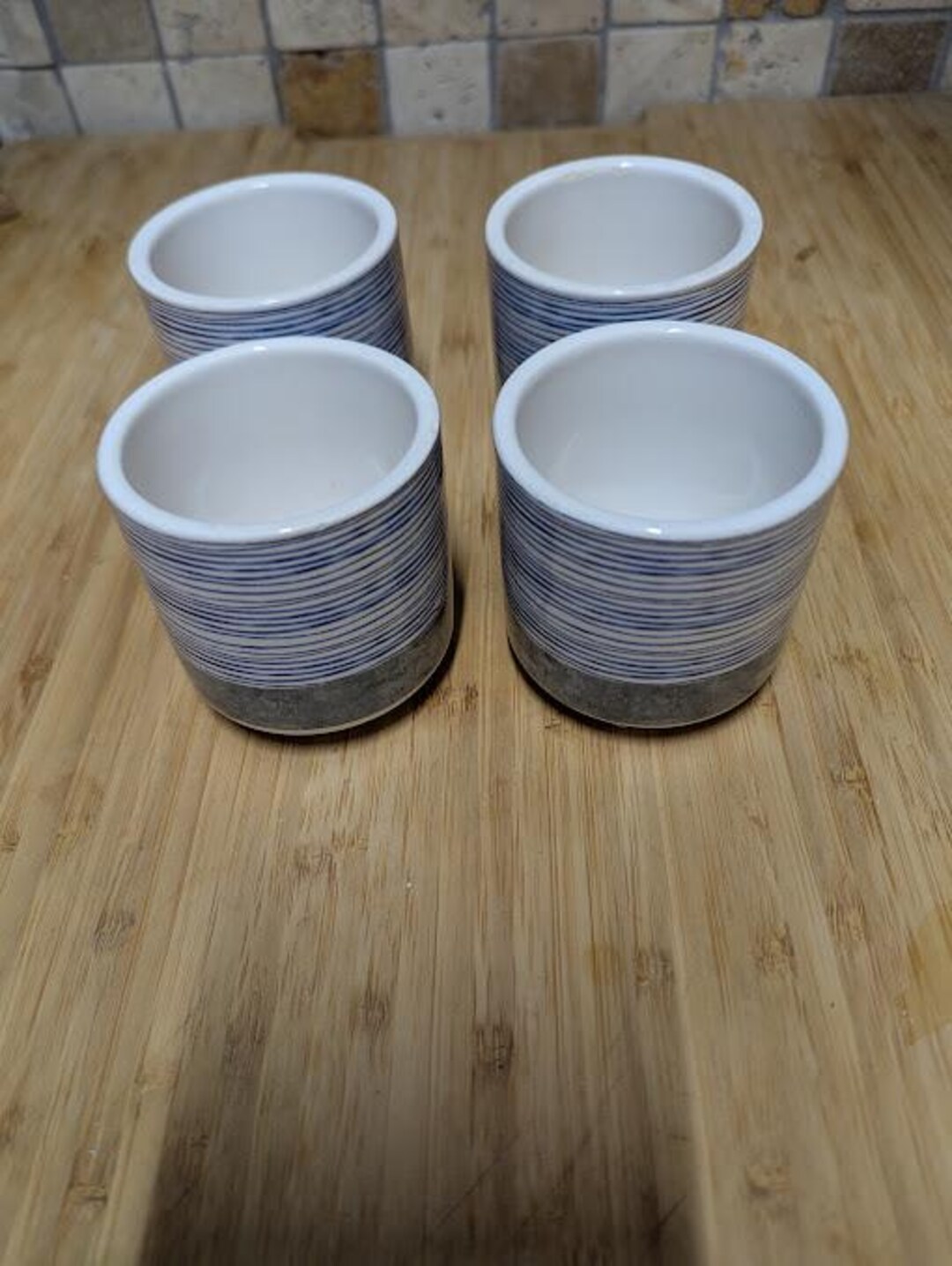 Set of Four Ceramic Footed Planters - Etsy