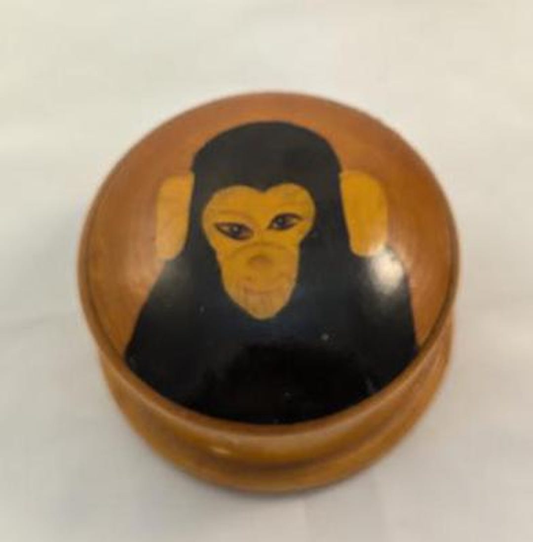 Handmade Wooden Trinket Box Monkey Face - Etsy