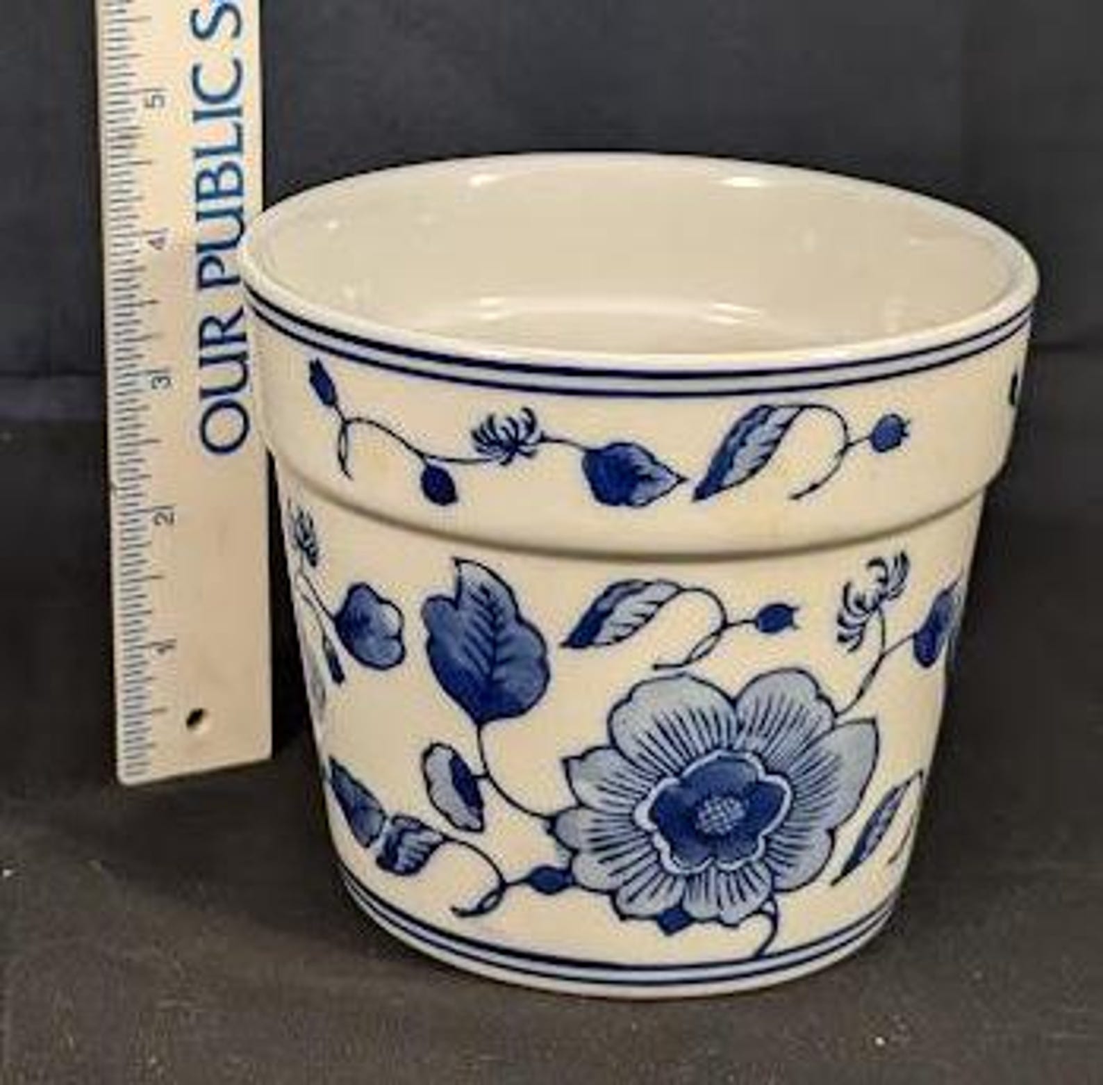 Colbalt Blue and White Cache Pot - Etsy