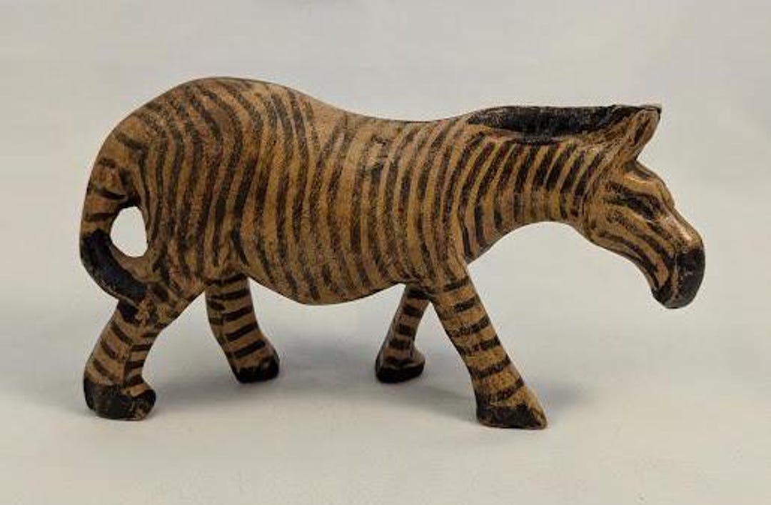 Vintage Hand Carved and Handpainted Zebra Wood Folk Art Decor - Etsy