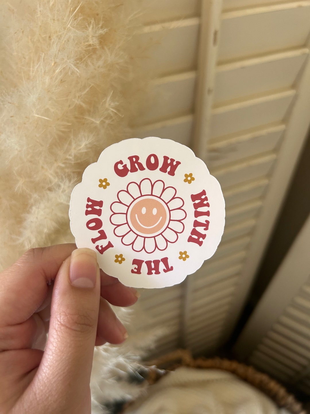 Grow With the Flow Smiley Die-cut Sticker matte Finish - Etsy