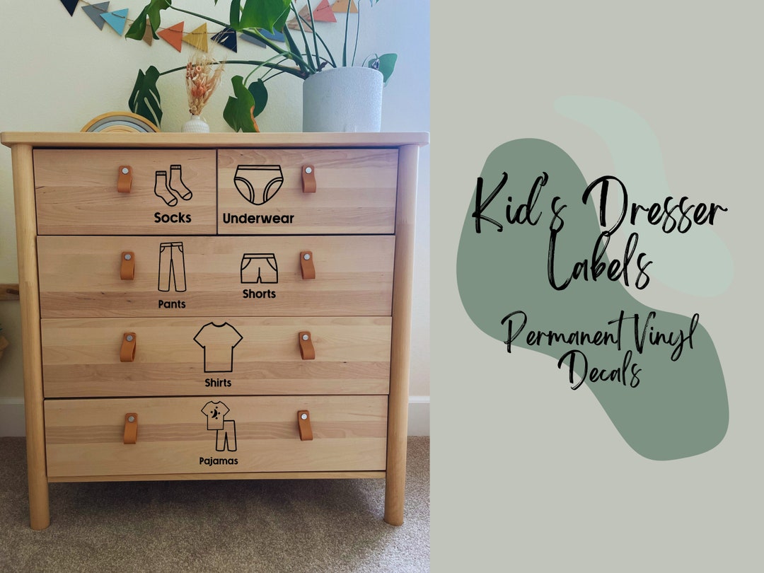Kids Dresser Drawer Clothing Labels / Permanent Vinyl Decals for ...