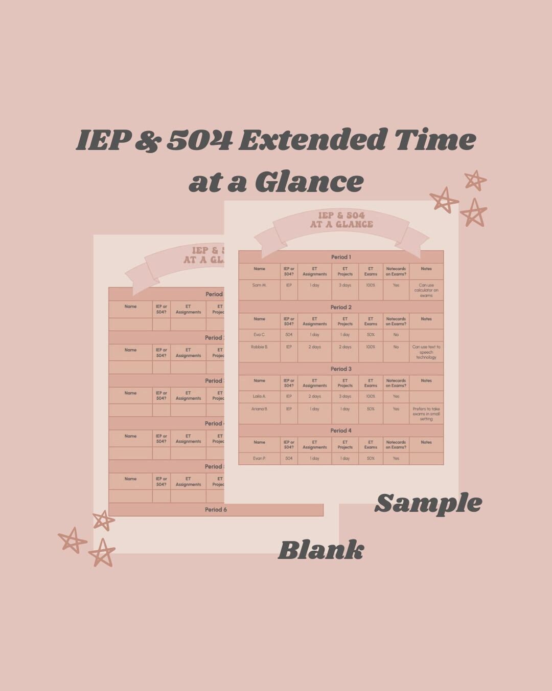 IEP & 504 Extended Time at a Glance - Pink Star (digital Download) - Etsy