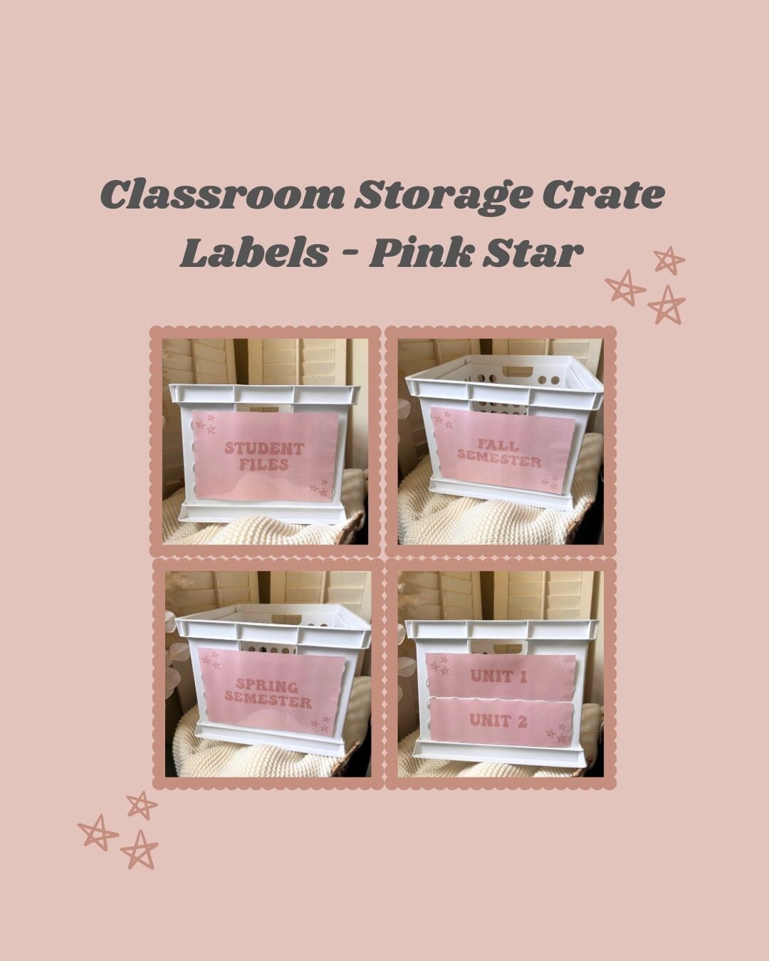 Classroom Storage Crate Labels Pink Star digital Download - Etsy