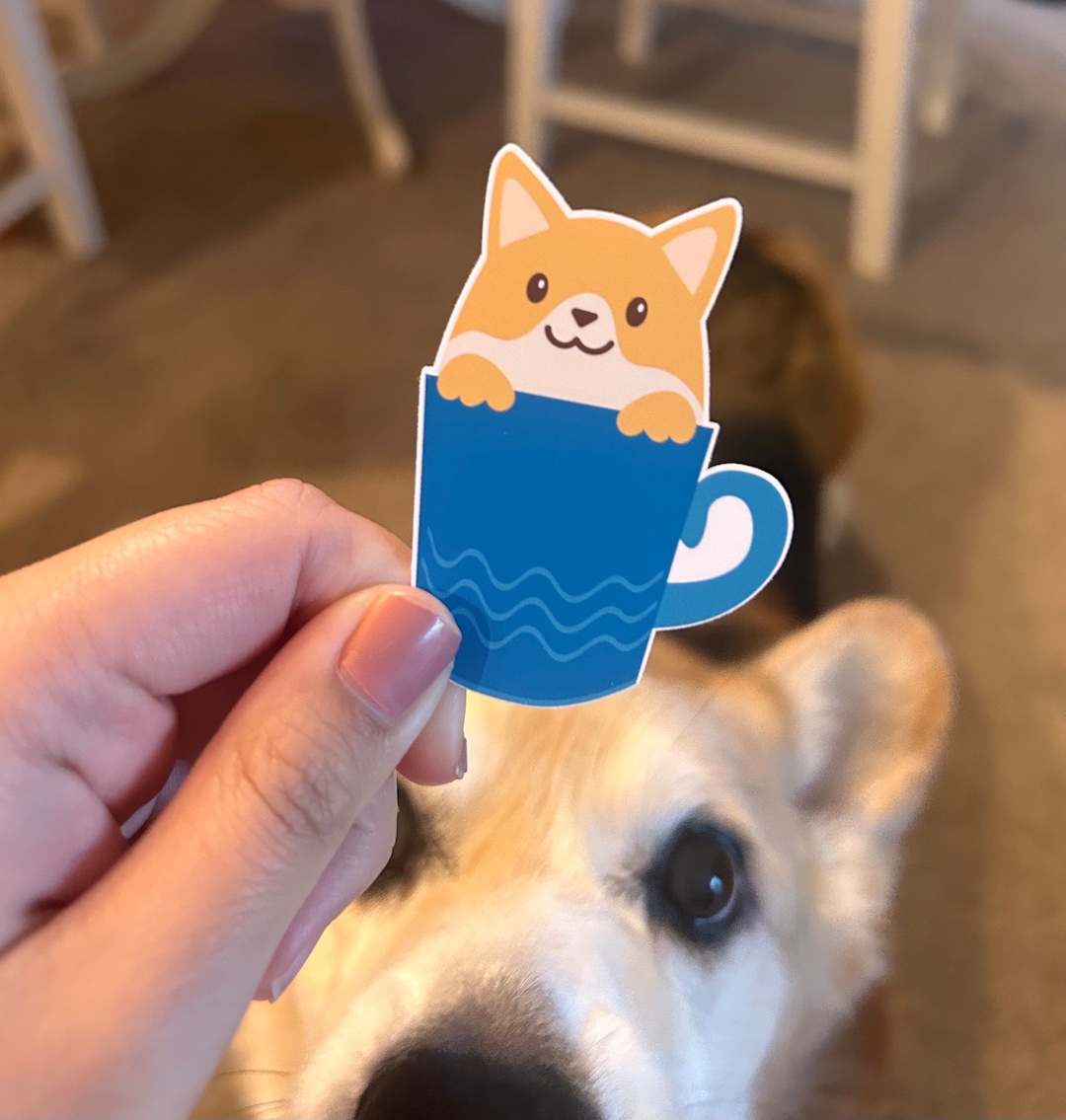 Corgi Pup Cup Die-cut Sticker (matte Finish) - Etsy