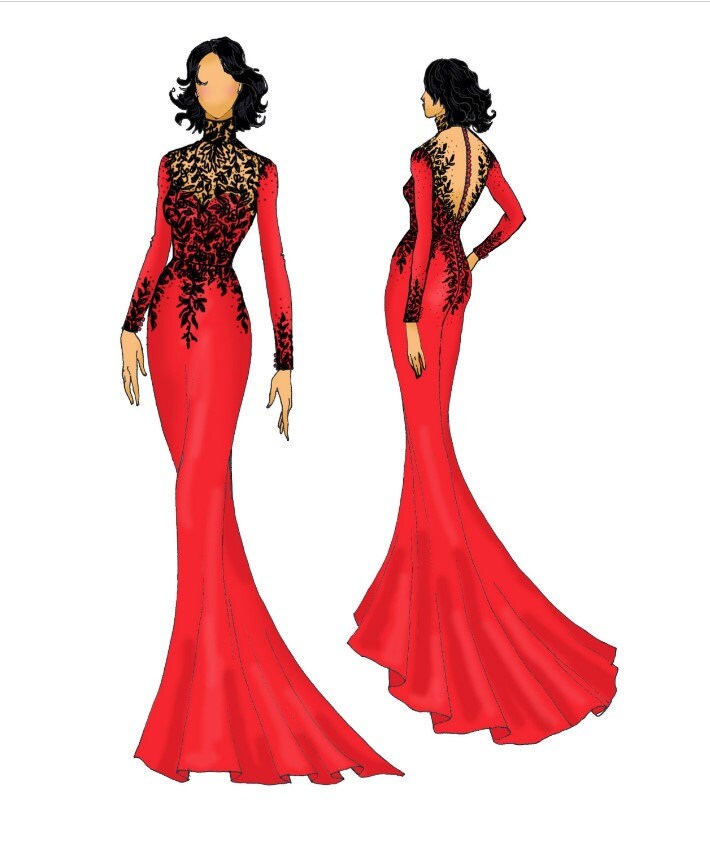 Custom Fashion Design Sketch Personalisable Sketch From Photo - Etsy