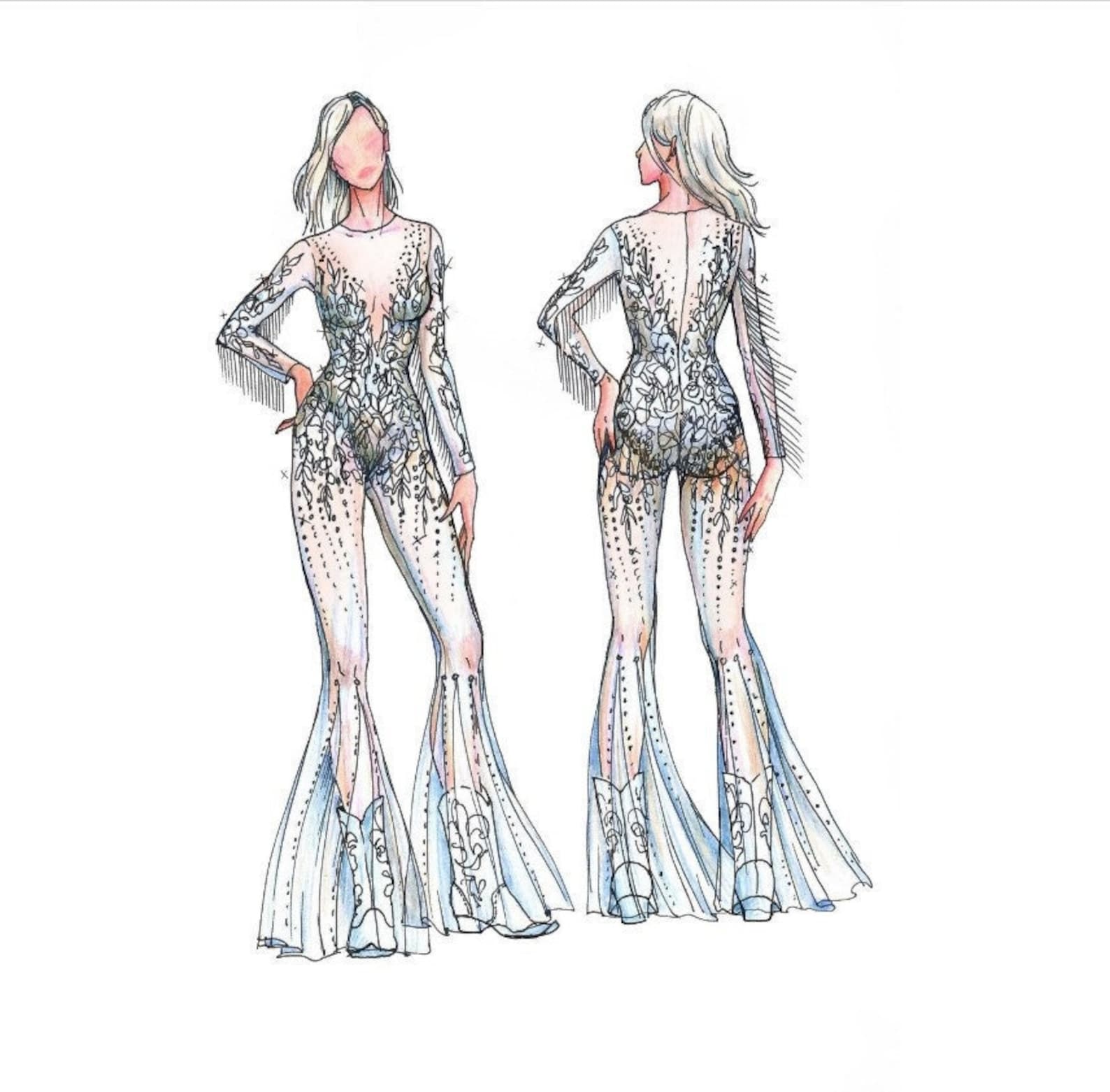 Custom Fashion Design Sketch | Personalizable Sketch From Photo - Etsy